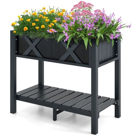 Raised Garden Bed Elevated Planter Box Growing Planter Stand w/ Storage ...