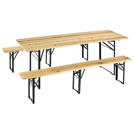 Bierbank-set mit tisch 220x70 cm und bänke 220x25 cm dreibeinig aus ...
