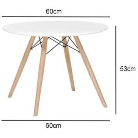 Table enfant ronde 60 cm – Blanc avec pieds en bois – Table ronde