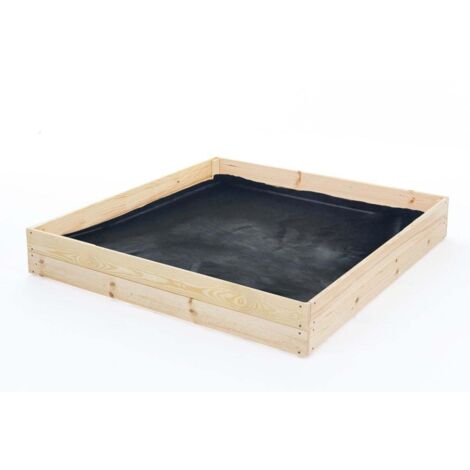 Bac de potager - bac de culture - 120x120x18 cm - bois - avec tapis de sol