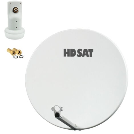 Pack HDSAT Parabole satellite fibre composite Blanche 75cm + LNB Single HD 4K