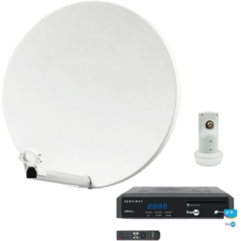 Pack HDSAT Parabole Satellite Fibre Composite Blanche 60cm + LNB Single + SIRIUS 3 Récepteur TV ...