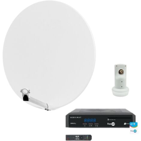 Pack HDSAT Parabole satellite fibre composite Blanche 85cm + LNB Single + SIRIUS 3 Récepteur TV ...