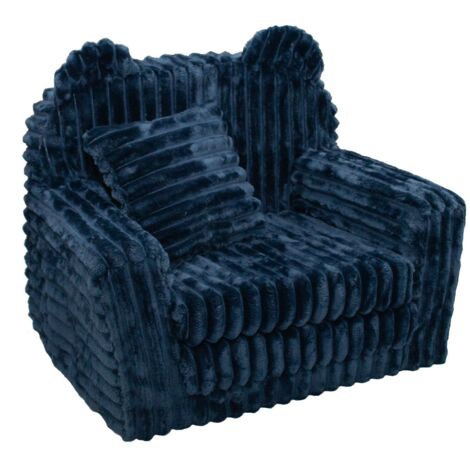 Poltrona per bambini - divano letto - velluto a coste - 51x40x41cm - blu