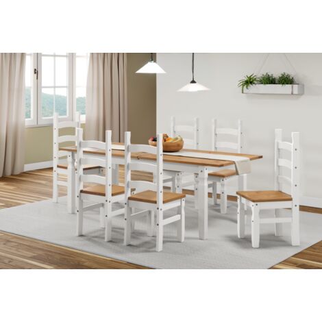 Corona White Large Extending Table & 6 Chairs