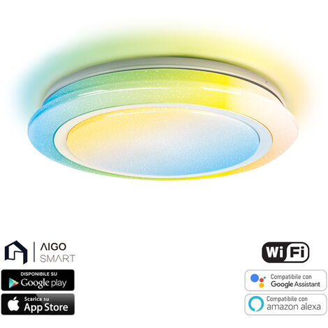 Plafoniera Led Smart 36W + 3W WiFi CCT luce regolabile e dimmerabile ...