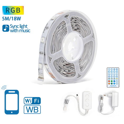 Striscia Led Smart 12V 18W 5 metri WiFi RGB luce regolabile e ...