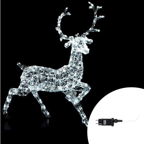Renna Natalizia 300 Led da giardino 140cm Bianco Freddo fisso Wisdom