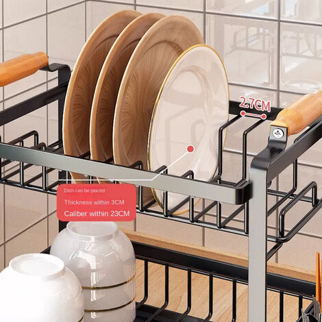 Scolapiatti Con Vassoio Risparmia Spazio，2 Livelli Scolapiatti, con ...