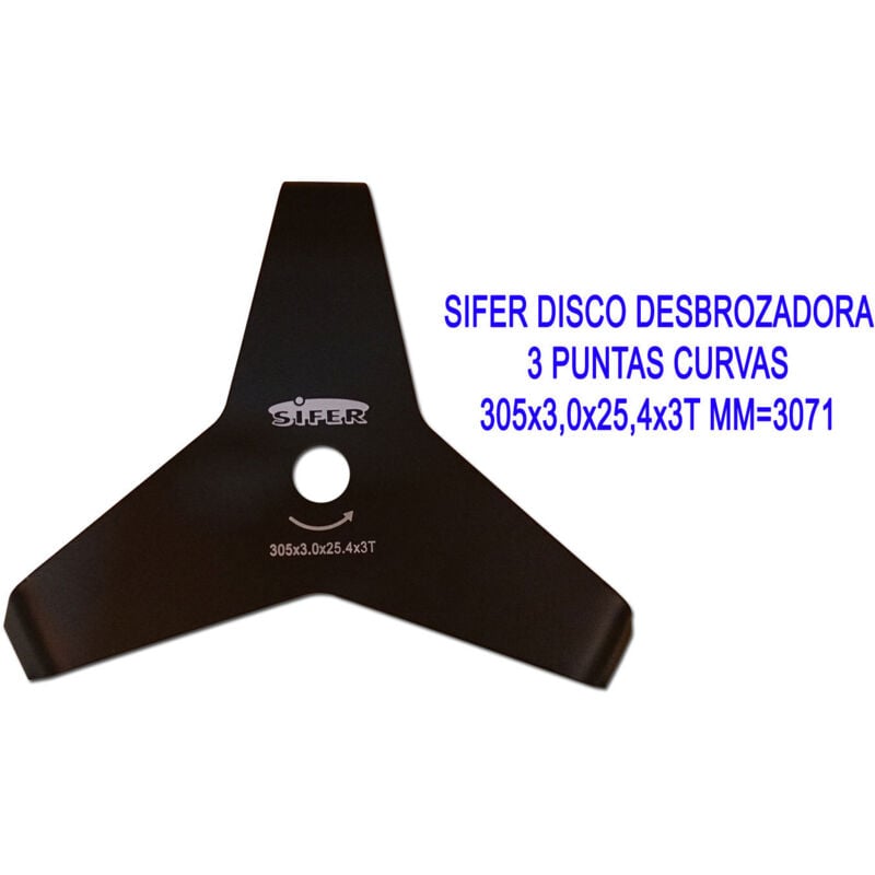 sifer disco desbrozadora 3 puntas curvas 305x3,0x25,4x3t mm 3071