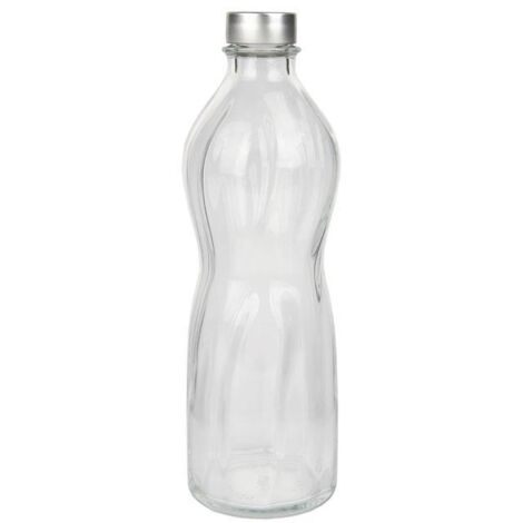 botella de vidrio transparente con tapón acero inoxidable 1 l caja 6 unid.