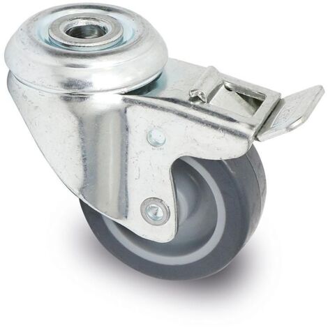 TENTE rueda giratoria cross aro de goma ø50 tp zincado con freno