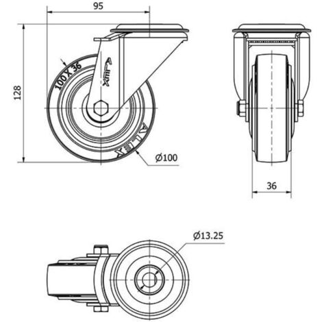 rueda giratora agujero m12 20zv100cp-pgmsb poliamix-goma azul bolas ah ...