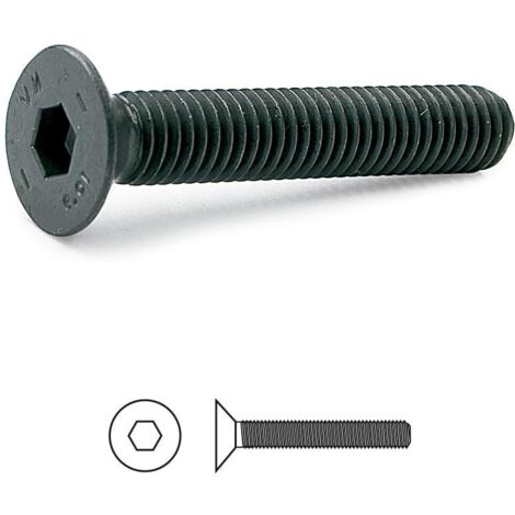 tornillo rosca metal allen din 7991 negro metrica m-6 largo 55mm