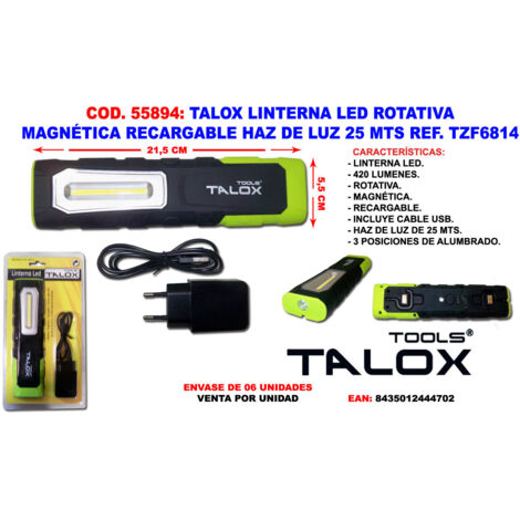 talox linterna led rotativa-magnetica-recargable 25 m tzf6814