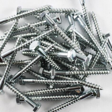 LOTU tornillo tirafondo din-571 zincado 6x70 caja 100 , Tornillo tirafondo DIN 571 6x70 mm ...