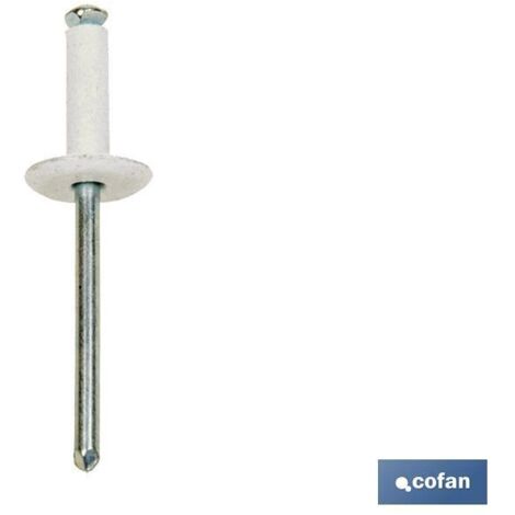 remache flor cabeza ancha blanco 4,8 x 16 mm caja 250 unid.