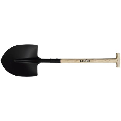 COFAN pala de pico 340mm mango madera abierto , Pala redonda de acero ...