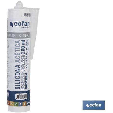 COFAN silicona acetica universal 280 ml gris , Silicona acética o ácida de color blanco, gris ...