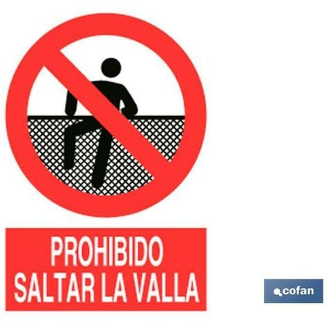 PLIMPO señal adhesiva 148x105mm prohibido saltar la valla