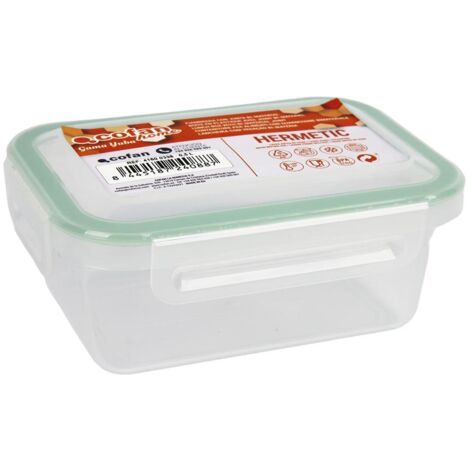 fiambrera verde rectangular con junta bi-materia modelo yuba 1 l