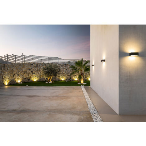 LEDS C4 Nemesis LED 70x170mm Luminaire LED Extérieur Up Down Gris Urbain, Opale IP65 10,5W 2700K