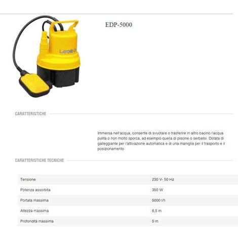 Bomba de presion de agua sumergible Lavor EDP 5000