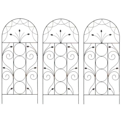 Set of 3 Leaf Design Metal Trellis (120cm x 50cm)
