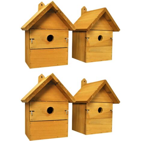 Wooden Multi-Hole Birdhouse Garden Nest Boxes (Set of 4)