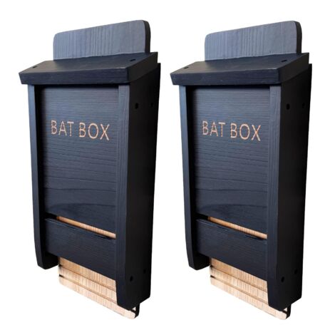 Black Wooden Bat Nesting Roosting Box (Set of 2)