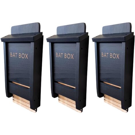 Black Wooden Bat Nesting Roosting Box (Set of 3)