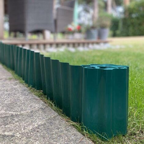 Flexible Lawn Edging - Green Plastic (9m x 15cm Roll) Pack of 6 Rolls