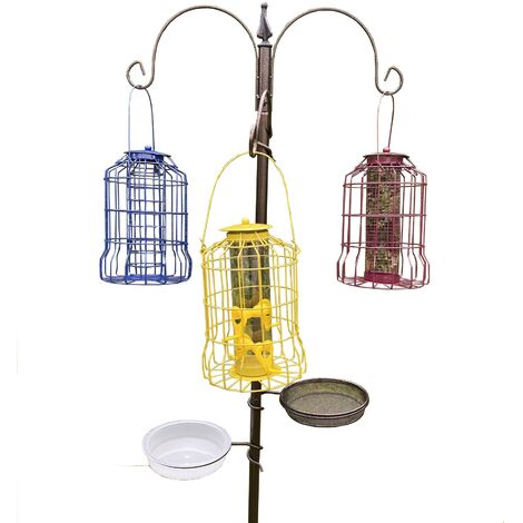 Metal Bird Feeding Station with Squirrel Proof Feeder Set