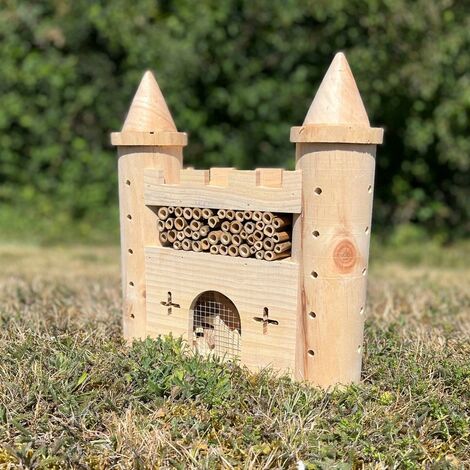 Wooden Castle Fort Insect Hotel Habitat for Bees & Butterflies