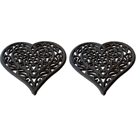 Cast Iron Heart Shaped Trivet (Pack of 2)