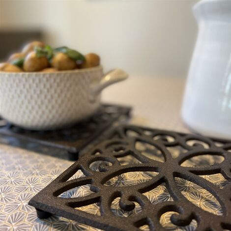 Cast Iron Square Table Trivet (Pack of 2)