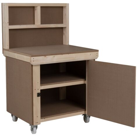 Wooden MDF Top Workbench With Lockable Cupboard (V.9) (H-90cm, D-70cm ...