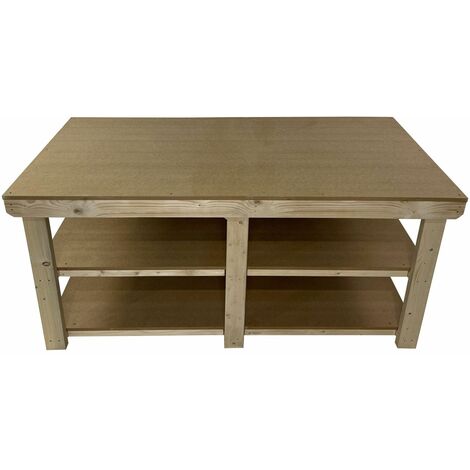 Wooden MDF Top Wide Workbench (3ft x 7ft) Double shelf