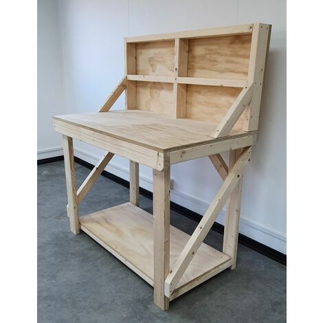 Wooden Workbench 18mm Plywood Top Industrial Garage Heavy-Duty, 5ft ...