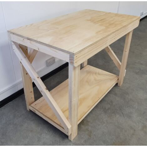 Wooden Workbench 18mm Plywood Top Industrial Garage Heavy-Duty, 5ft ...