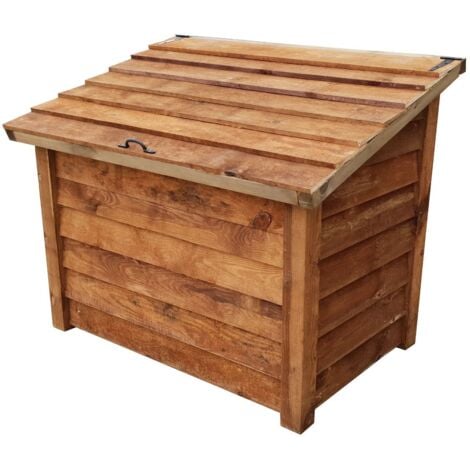 Wooden Log Chest Storage (W-127cm, H-104cm, D-87cm), Brown finish