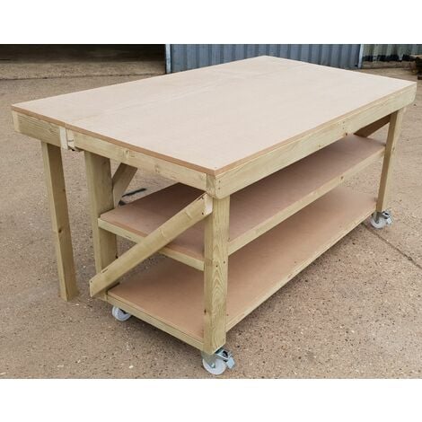 Wooden MDF Top Workbench With Extendable Working Surface, 6ft (180cm ...