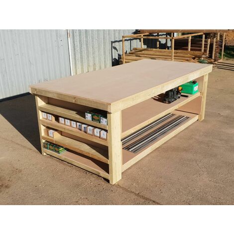Wooden MDF Top Workbench with Extra shelving, 4ft(120cm) Depth, 5ft ...