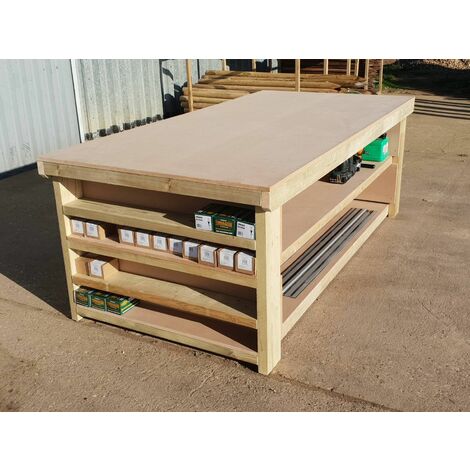 Wooden MDF Top Workbench with Extra shelving, 4ft(120cm) Depth, 5ft ...