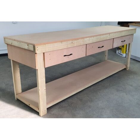 Wooden MDF Top Workbench With Drawers (V1), 8ft (240cm)