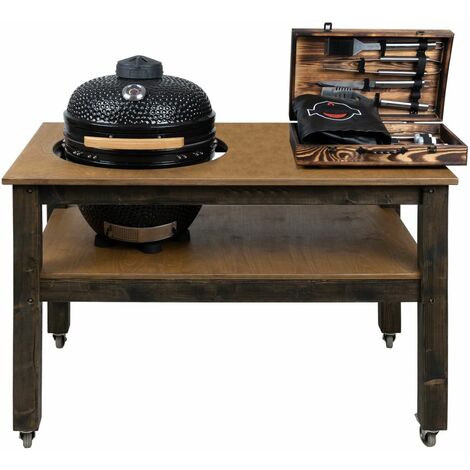 Grill Table with Wheels, BBQ Kitchen Space for Kamado Bono Grande (L ...