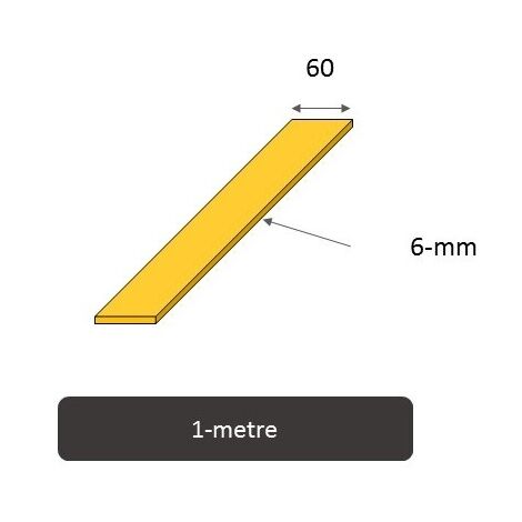 Fer plat acier S235 - 1 metre, Dimension - 60 mm, Epaisseur 6 mm