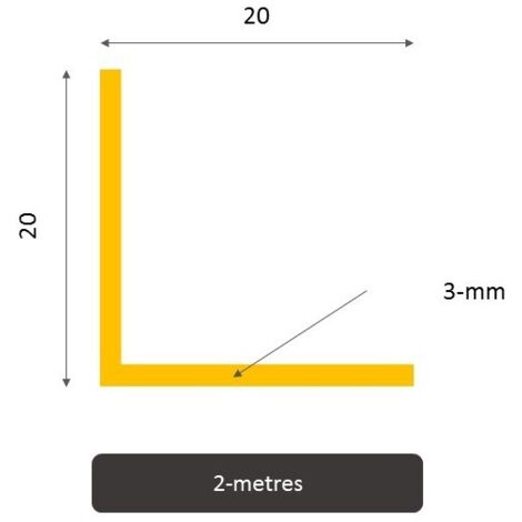 Cornière inox laminée 304 L - 2 metres, Dimension - 20 x 20 mm ...