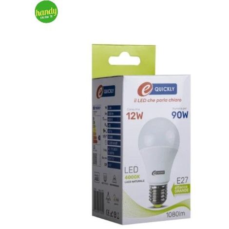 Lampadina Led E-Quickly 12W 4000K Goccia A60 E27