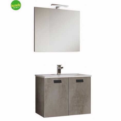 Composizione bagno sospesa Angela Handy 60cm 2 ante cemento chiaro